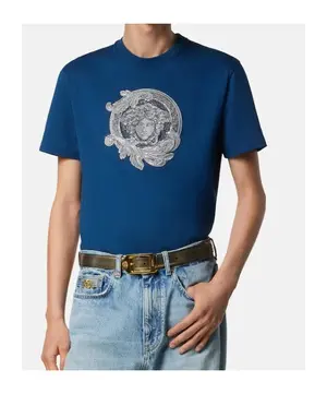Versace Medusa Embellished T-shirt - Blue