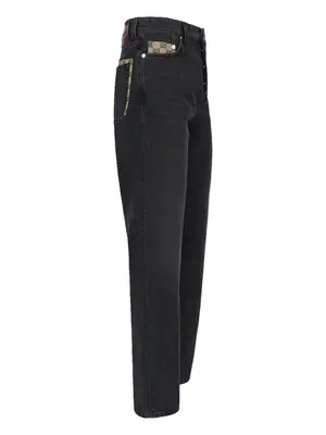 Gucci Washed Denim Jeans With Monogram Detail