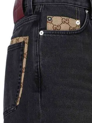 Gucci Washed Denim Jeans With Monogram Detail