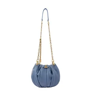 Chloé Plissé Leather Shoulder Bag - Gray-blue