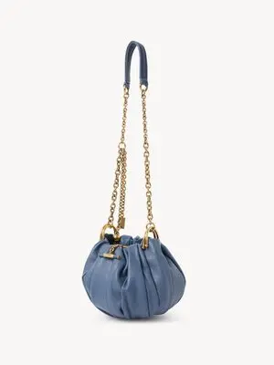 Chloé Plissé Leather Shoulder Bag - Gray-blue
