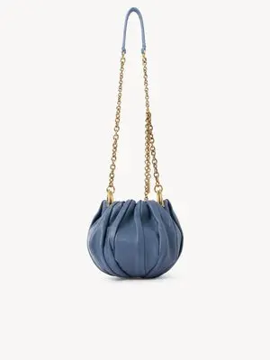Chloé Plissé Leather Shoulder Bag - Gray-blue