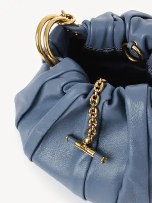 Chloé Plissé Leather Shoulder Bag - Gray-blue