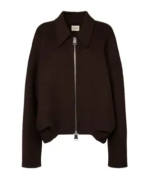 Khaite Odin Wool Knit Zip Up Jacket - Black