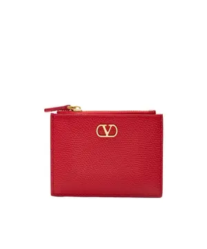 Valentino Garavani Vlogo Signature Zip-up Card Case - Red