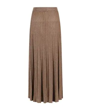ROBERTO COLLINA Pleated Skirt With Sequined Details - Brown