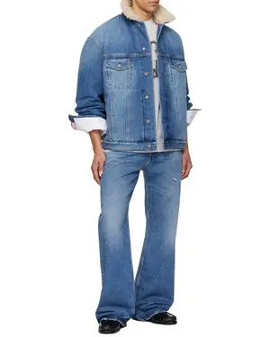 Acne Studios Long Sleeve Denim Jacket With Wool Collar