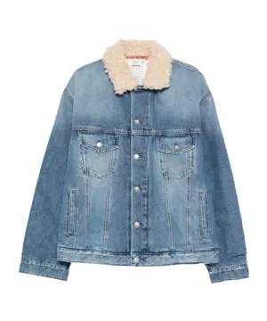Acne Studios Long Sleeve Denim Jacket With Wool Collar