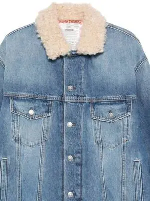Acne Studios Long Sleeve Denim Jacket With Wool Collar