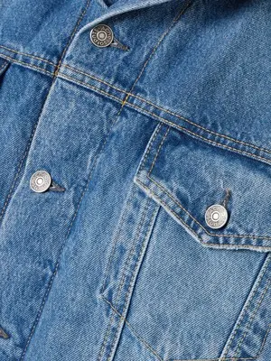 Acne Studios Long Sleeve Denim Jacket With Wool Collar