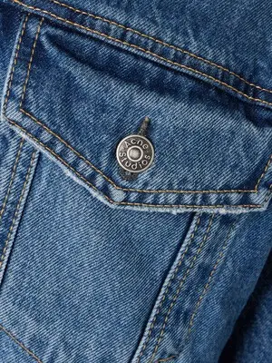 Acne Studios Long Sleeve Denim Jacket With Wool Collar