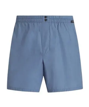Dolce & Gabbana Logo Patch Poplin Boxer Shorts - Blue