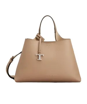TOD'S Small Tote Bag With Logo Detail - Nude