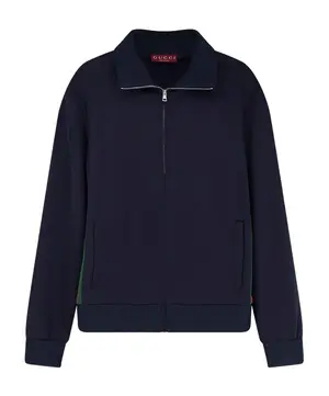 Gucci Zip-up Technical Jersey Jacket - Dark Blue