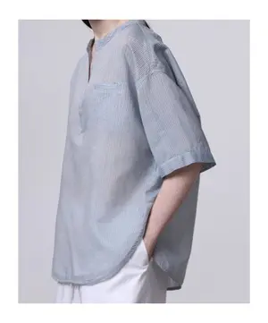 ROBERTO COLLINA Striped V-neck Blouse - Gray