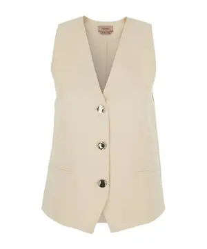 TWINSET Buttoned V-neck Gilet Jacket - Nude