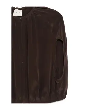 ALYSI Silk Cape With Cut-out Sleeves - Black
