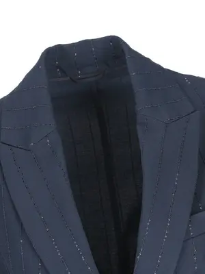 Brunello Cucinelli Belted Chalkstripe Blazer - Black