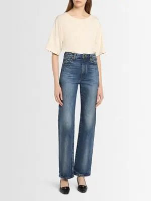 Khaite Danielle Cotton Blend Straight Leg Jeans
