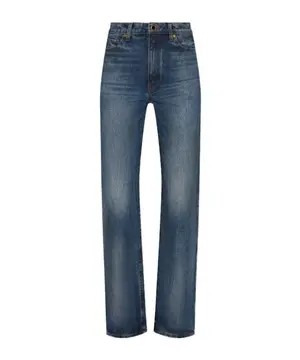 Khaite Danielle Cotton Blend Straight Leg Jeans - Blue