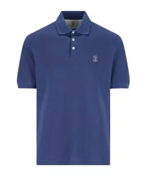 Brunello Cucinelli Collared Short-sleeve Polo Shirt - Blue