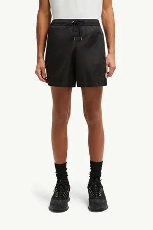 Moncler Logo Patch Drawstring Swim Shorts - Black