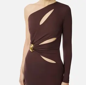 Elisabetta Franchi Cut-out One-shoulder Maxi Dress