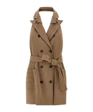 Elisabetta Franchi Double-breasted Halterneck Mini Dress - Beige