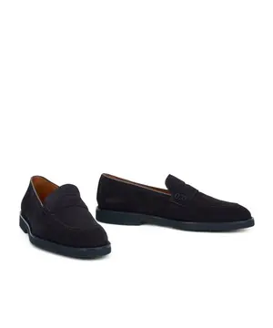DOUCAL'S Suede Penny Loafers - Black