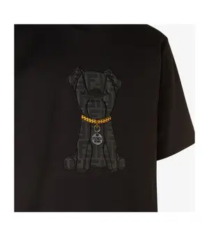 Fendi Logo Dog Crewneck T-shirt - Black