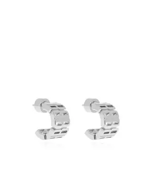 Balenciaga Logo Lettering Hoop Earrings - Silver