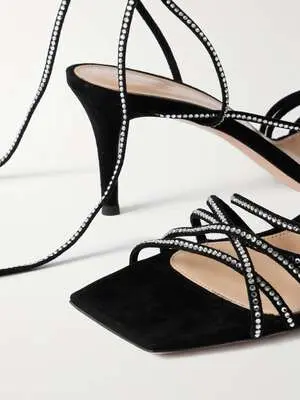 GIANVITO ROSSI Square Toe Embellished High Heel Sandals
