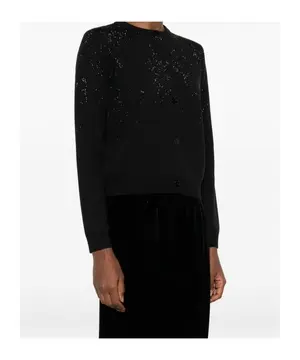 Gucci Gradient Gg Crystal Button-up Knit Cardigan - Black