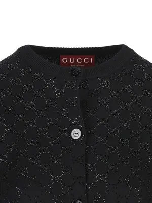 Gucci Gradient Gg Crystal Button-up Knit Cardigan - Black