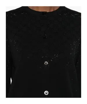 Gucci Gradient Gg Crystal Button-up Knit Cardigan - Black