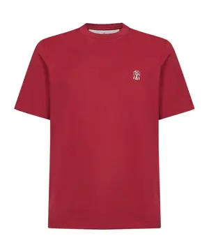 Brunello Cucinelli Logo Printed Crewneck T-shirt - Red
