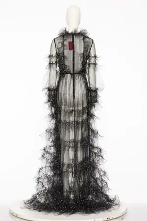 Valentino Garavani Ruffled Tulle Gown With Graphic Print