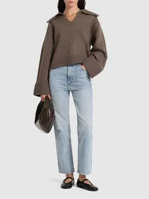 Khaite Abigail Cotton Straight Leg Jeans - Gray