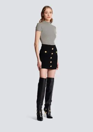 Balmain Button Embellished Knitted Skirt - Black