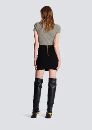 Balmain Button Embellished Knitted Skirt - Black