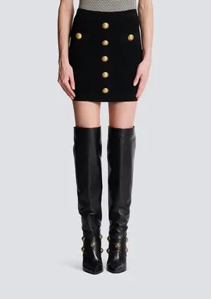 Balmain Button Embellished Knitted Skirt - Black