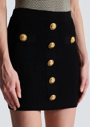 Balmain Button Embellished Knitted Skirt - Black