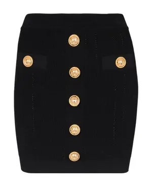 Balmain Button Embellished Knitted Skirt - Black