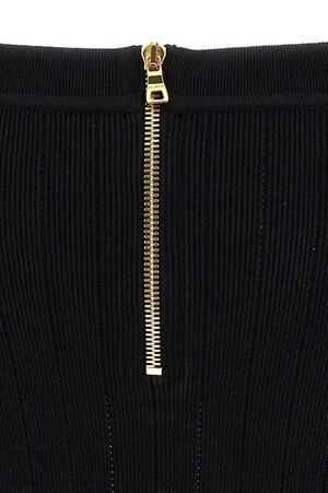 Balmain Button Embellished Knitted Skirt - Black
