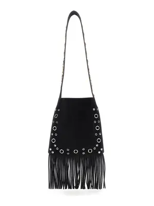 Valentino Garavani Nellcôte Embroidered Shoulder Bag With Fringes