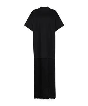 Alaïa Fringed High Neck T-shirt Dress