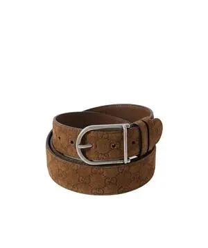 Gucci Reversible Monogrammed Leather Belt - Brown