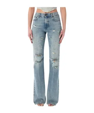 HAIKURE Flora Broken Distressed Flared Jeans - Gray