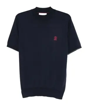 Brunello Cucinelli Short Sleeve Mock Neck Knit Jumper