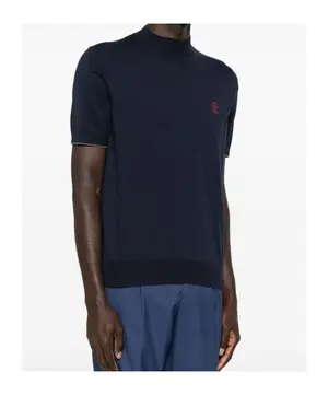Brunello Cucinelli Short Sleeve Mock Neck Knit Jumper